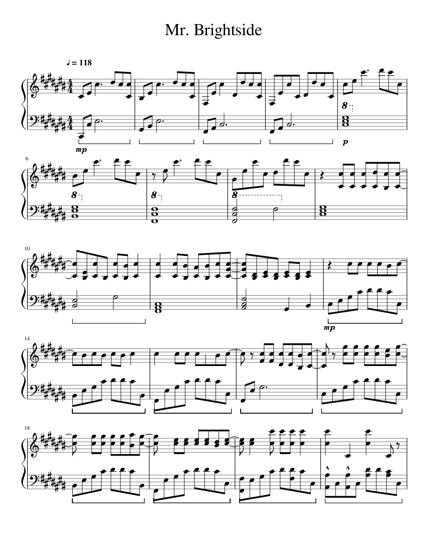 Mr. Brightside Sheet music for Piano (Solo) | Musescore.com