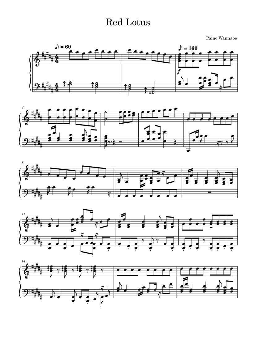 Red Lotus Sheet music for Piano (Solo) | Musescore.com