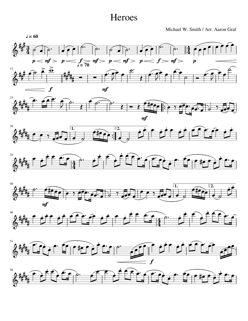 Heroes - Michael W. Smith (Alto Sax Solo) Sheet Music for Saxophone ...