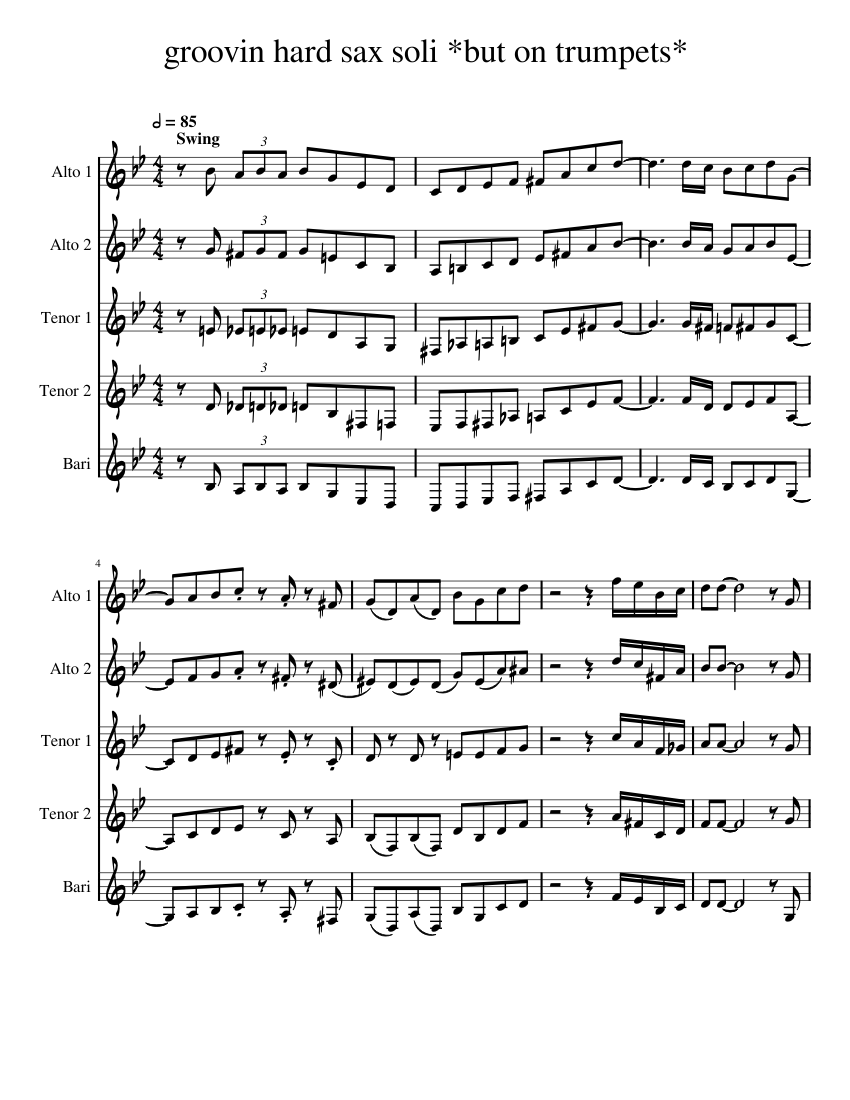 Groovin' Hard Sax Soli Trumpets Sheet Music for Trumpet in b-flat ...