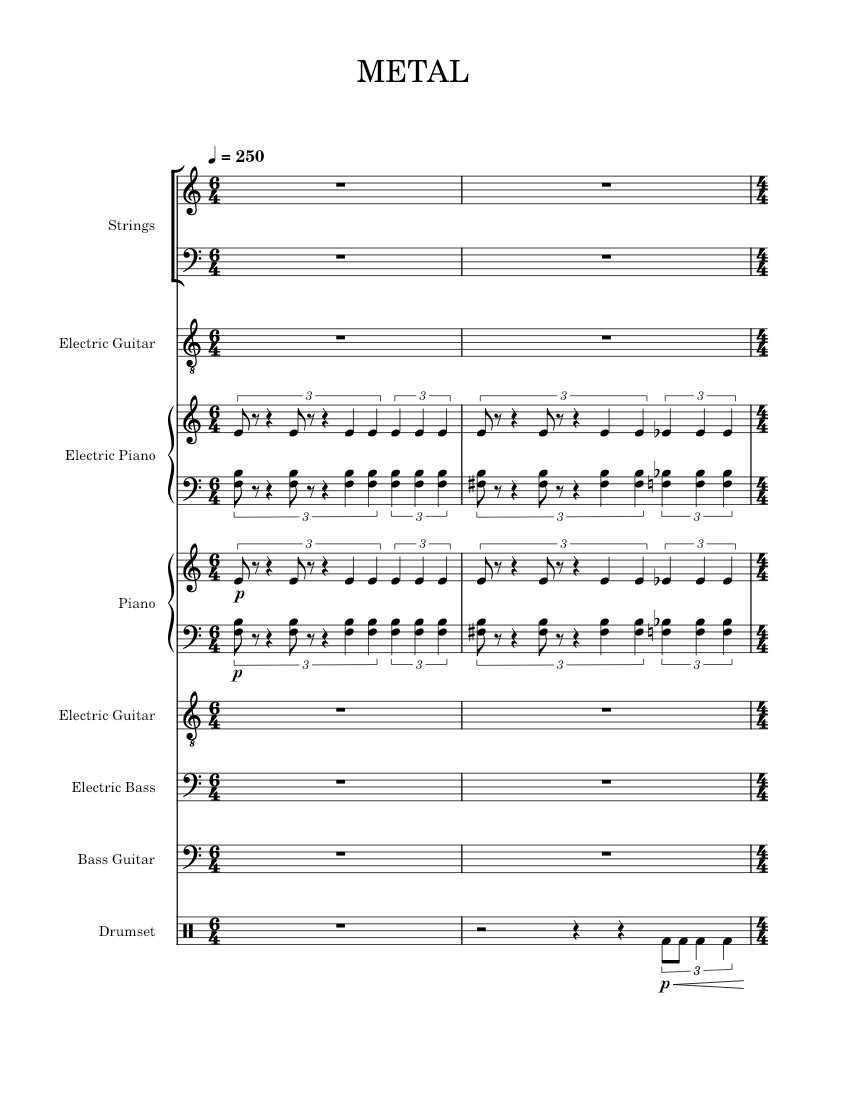 METAL (test) Sheet music for Piano, Guitar, Bass guitar, Drum group ...