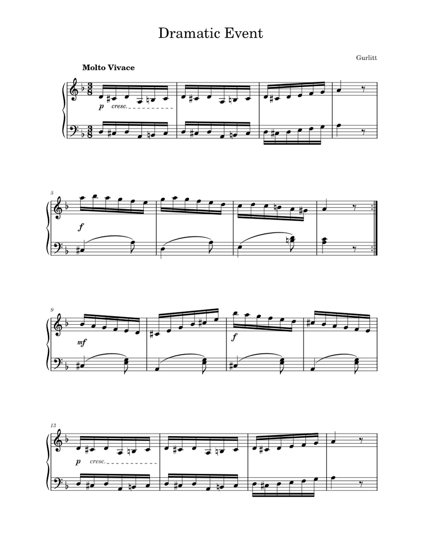 Dramatic Event – Cornelius Gurlitt Sheet Music for Piano (Solo) Easy ...