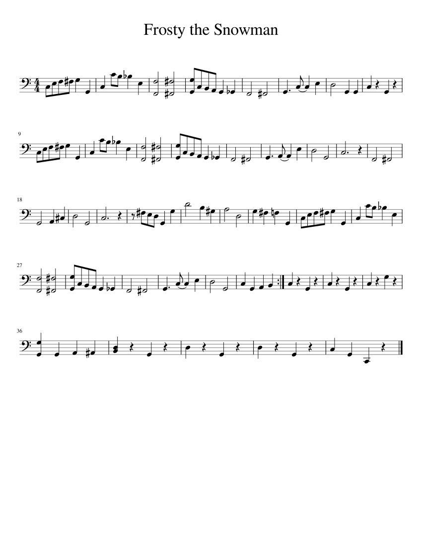 Frosty the Snowman Sheet Music for Piano (Solo) Easy | MuseScore.com