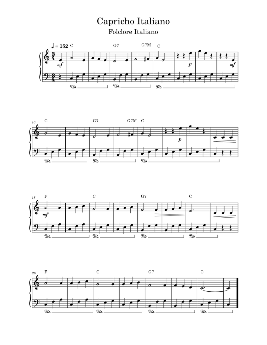 Capricho Italiano – Folclore Sheet music for Piano (Solo) | Musescore.com