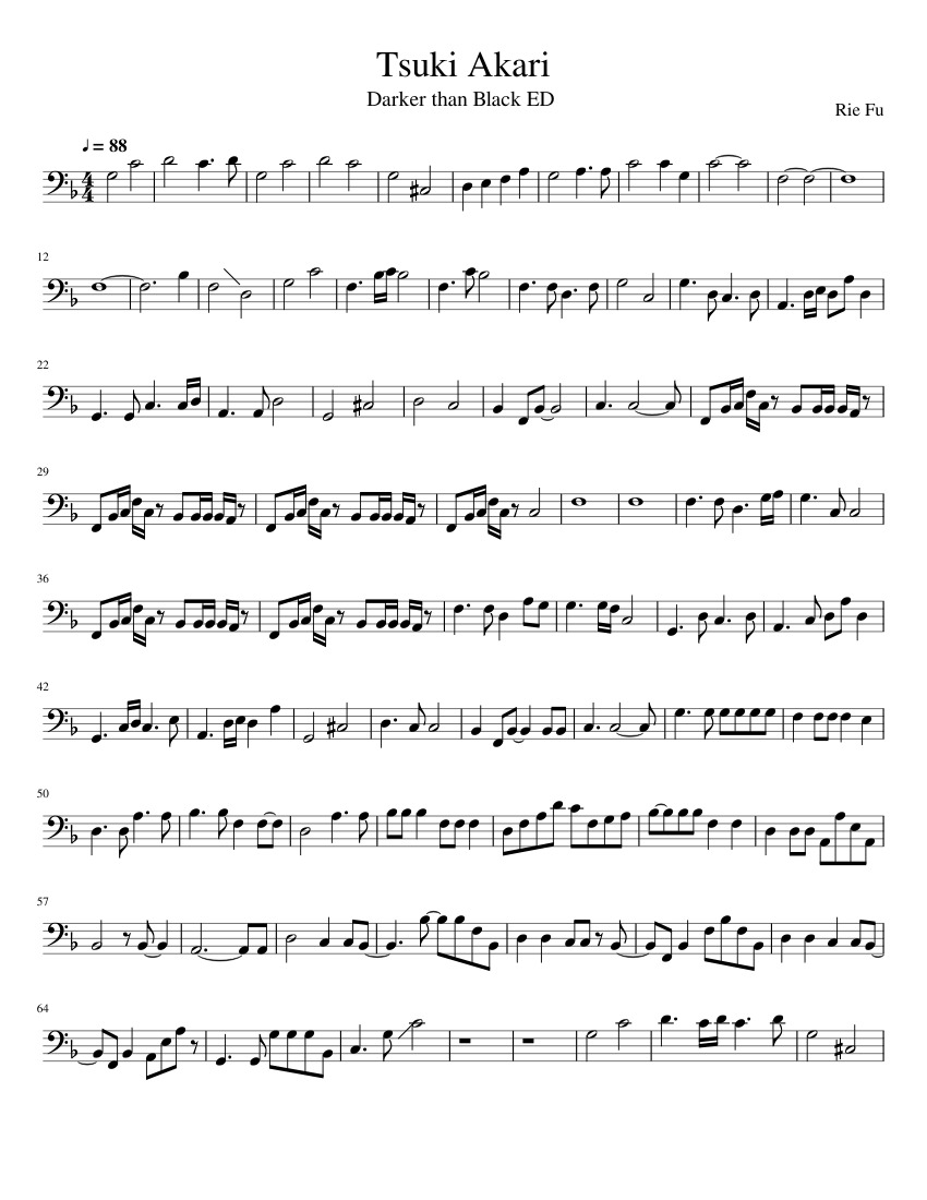 Tsuki Akari Sheet Music for Bass guitar (Solo) | MuseScore.com
