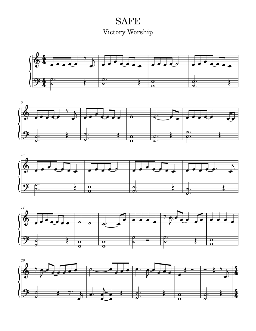 Safe – Victory Worship Sheet music for Piano (Piano Four Hand ...