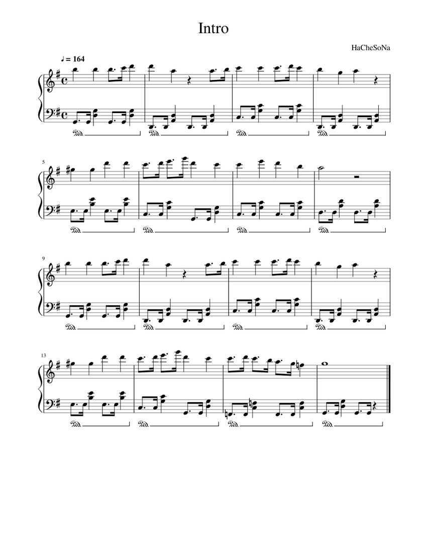 Intro Sheet Music for Piano (Solo) Easy | MuseScore.com