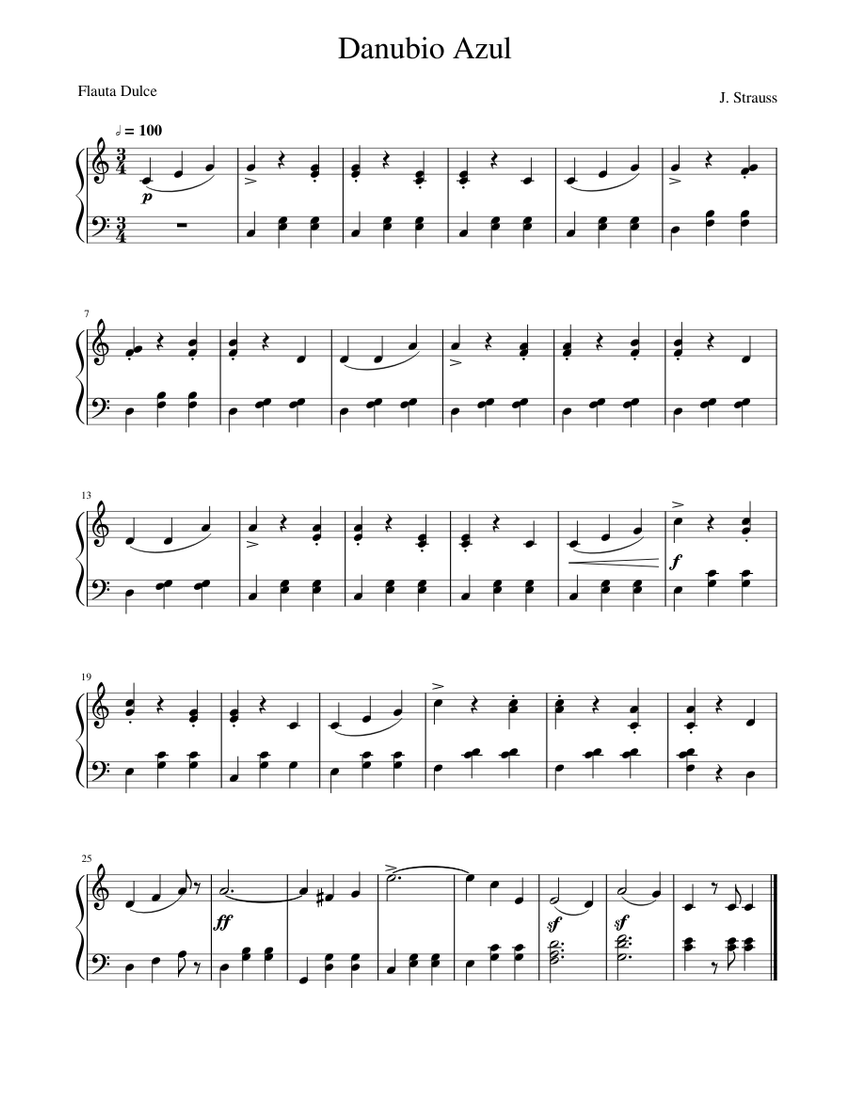 Danubio Azul Sheet music for Piano (Solo) | Musescore.com