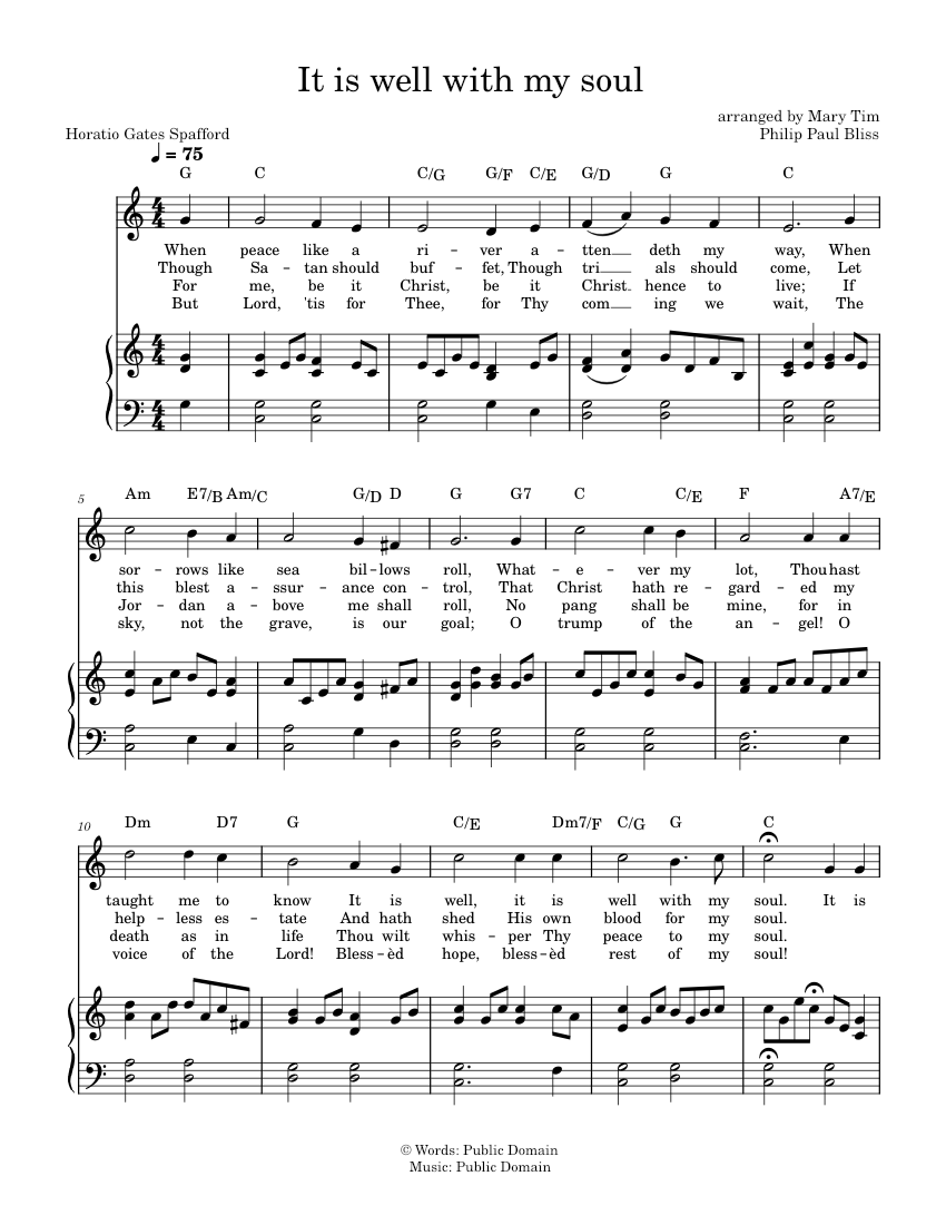 It is Well with My Soul – Philip Paul Bliss Sheet Music with Chords for ...