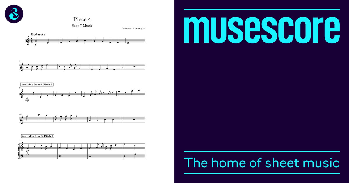 Piece 4 (Year 7 Music) Sheet Music for Piano (Solo) Easy | MuseScore.com