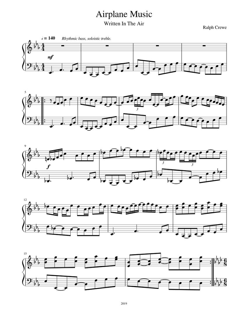 Airplane Music Sheet music for Piano (Solo) | Musescore.com