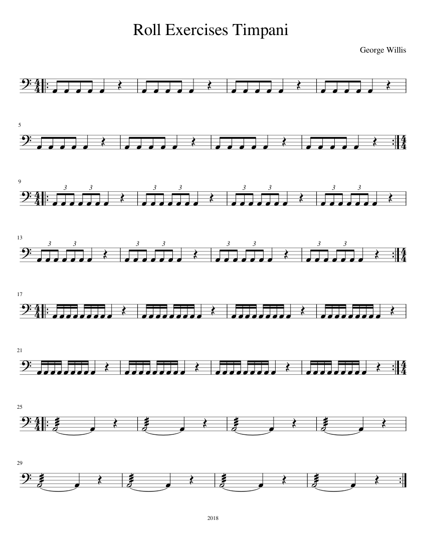Roll Exercises Timpani Sheet Music for Timpani (Solo) | MuseScore.com