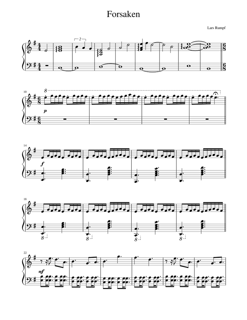 Forsaken Sheet Music for Piano (Solo) | MuseScore.com