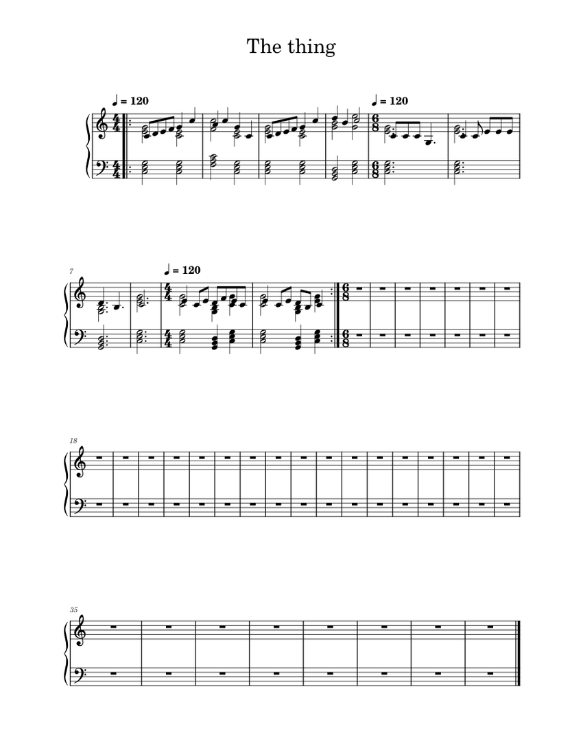 The thing Sheet Music for Piano (Solo) easy | MuseScore.com