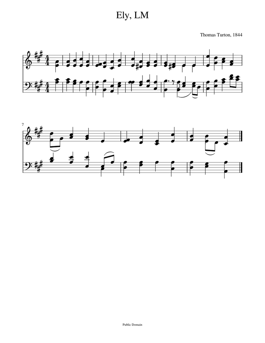 ELY (Turton) - Thomas Turton Sheet Music for Piano (Piano Duo ...