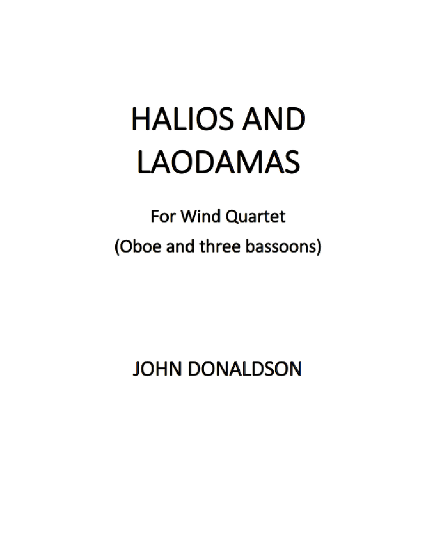 HALIOS AND LAODAMAS – Wind Quartet - piano tutorial