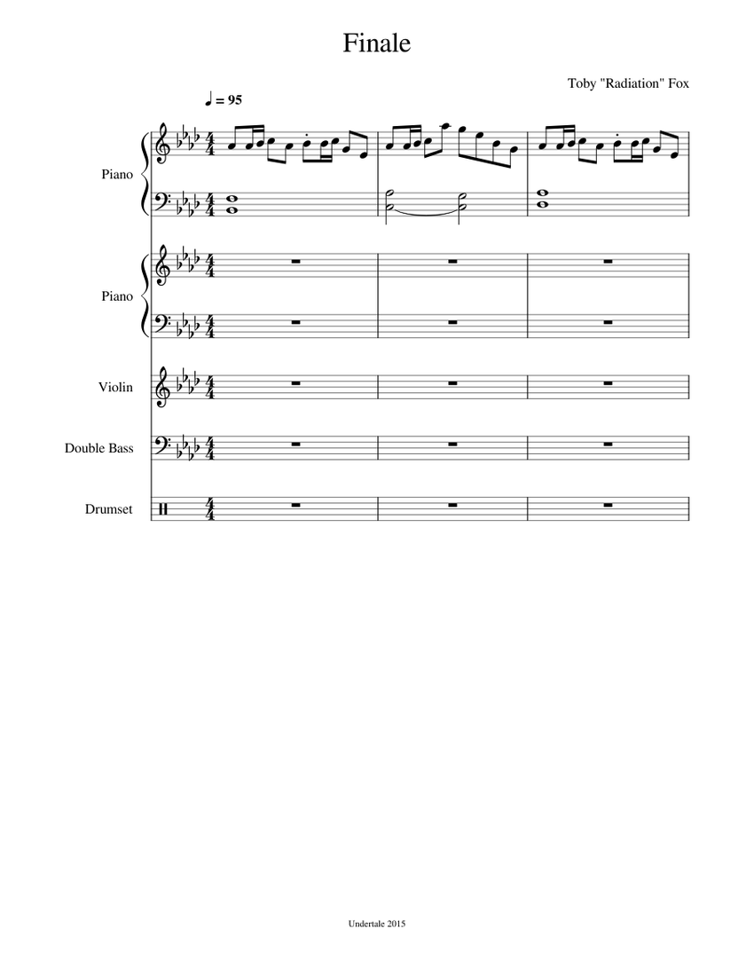 Undertale OST - 080 Finale Sheet Music for Piano, Contrabass, Violin ...