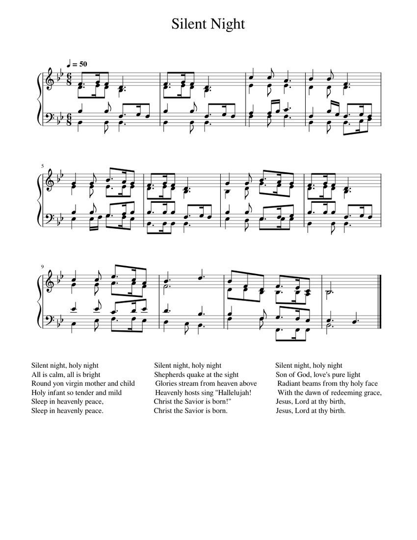 Silent night – Misc Christmas Sheet music for Piano (SATB) Easy ...