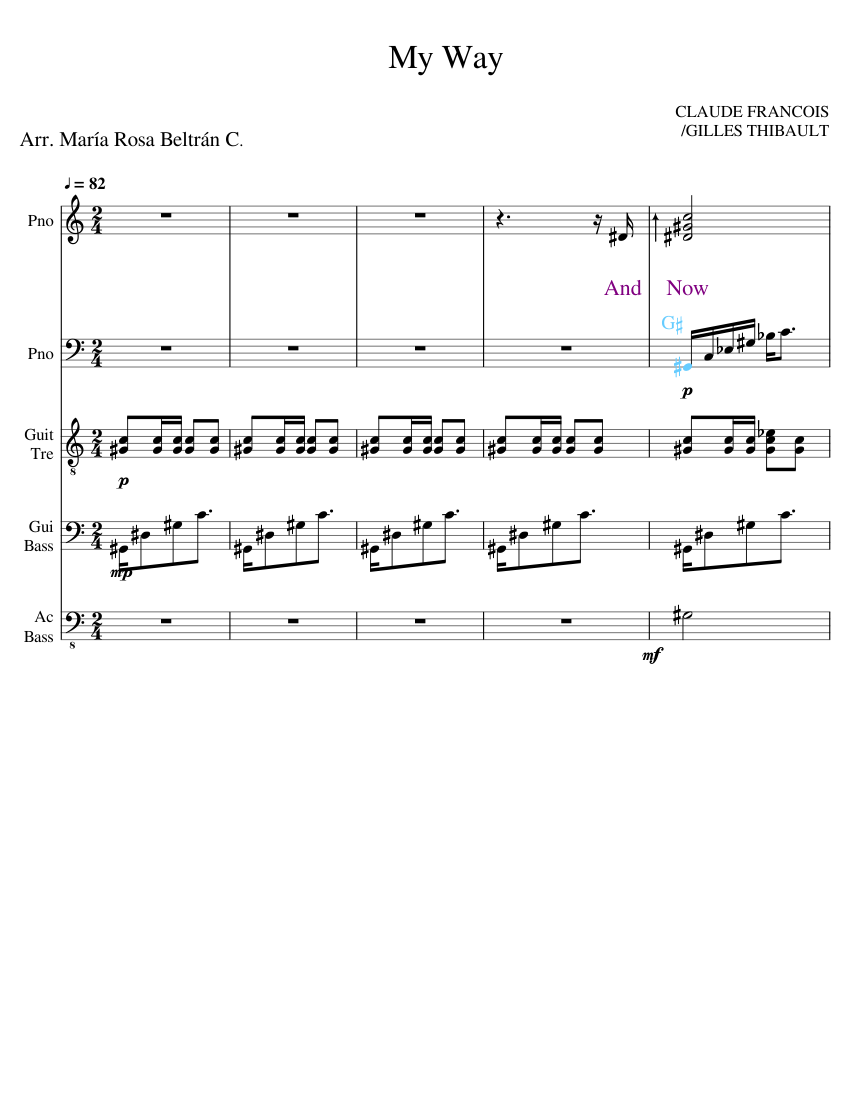My Way - ROSY Sheet music for Piano, Guitar, Bass guitar (Mixed Quintet ...