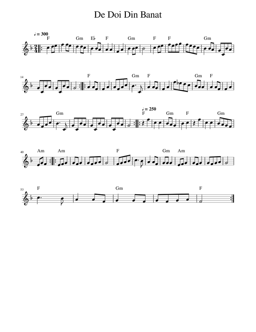 De Doi Din Banat Sheet music for Piano (Solo) Easy | Musescore.com