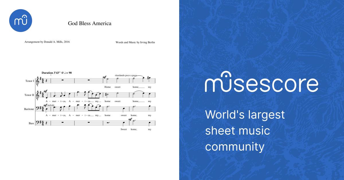 God Bless America Sheet Music for Tenor, Bass voice, Baritone (Choral ...