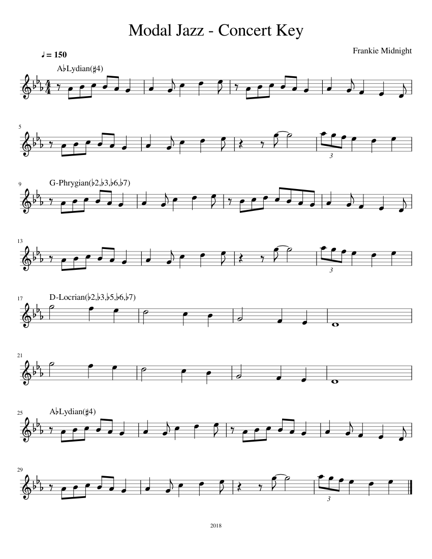 Modal Jazz - Concert Key Sheet music for Piano (Solo) | Musescore.com