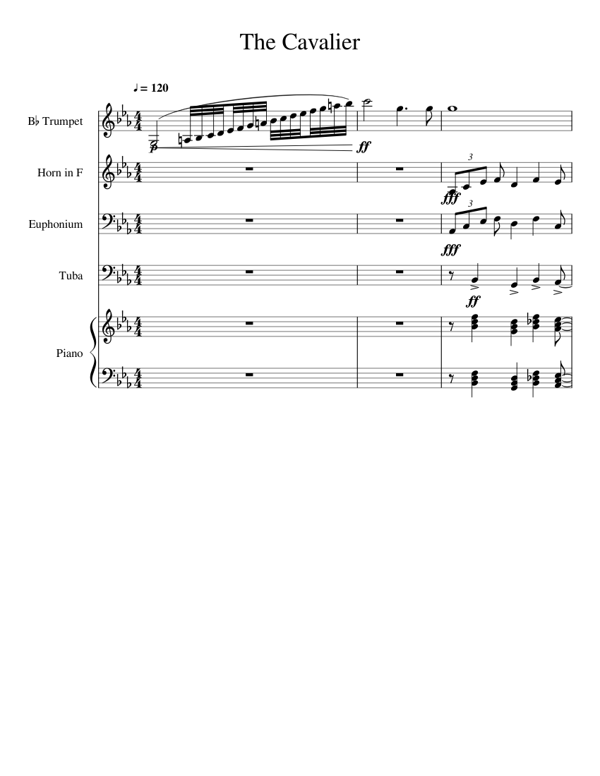 The Cavalier Sheet Music for Piano, Euphonium, Tuba, Trumpet in b-flat ...