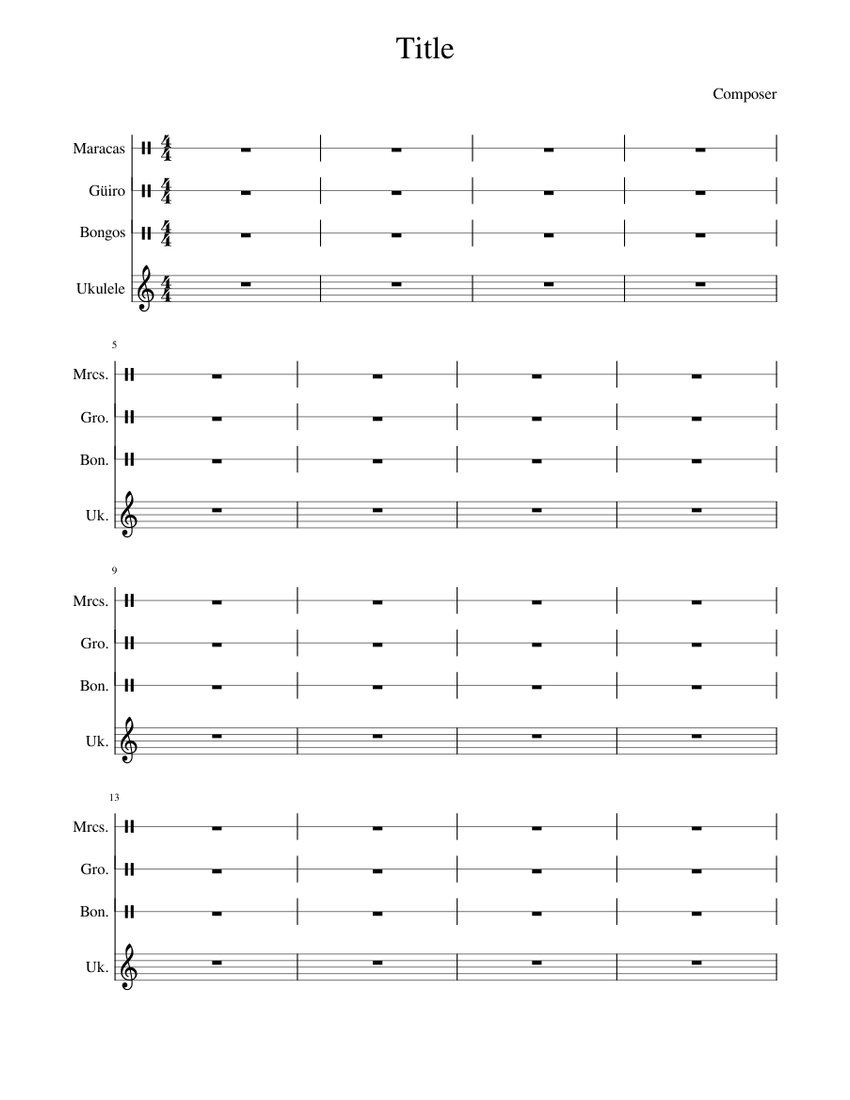 Hawaii Sheet music for Ukulele, Bongo, Maraca, Guiro (Mixed Quartet ...