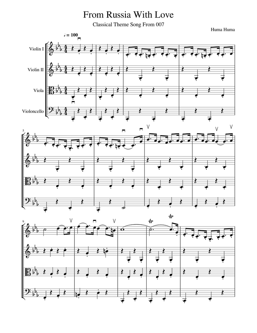 From Russia With Love Sheet Music for Violin, Viola, Cello (String ...