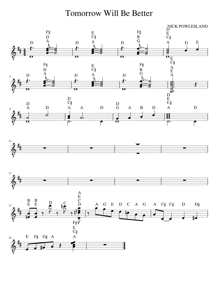 Tomorrow will be Better Sheet Music with Chords for Guitar (Solo ...