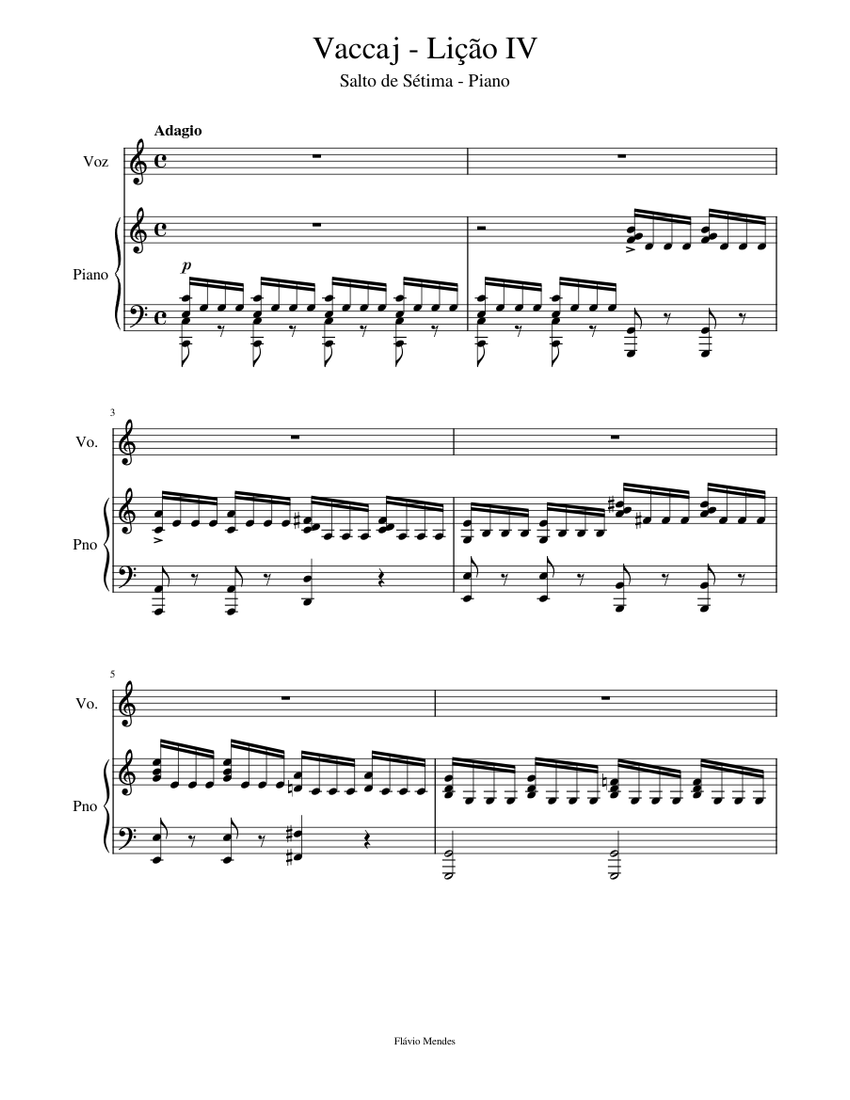 Metodo pratico di canto – Vaccaj Nicola Sheet music for Piano, Vocals ...