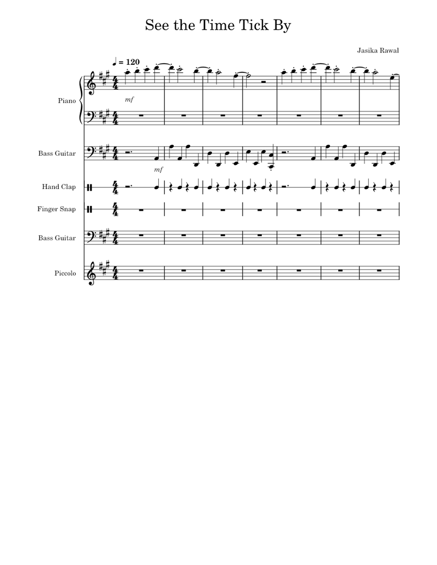 See the Time Tick By JASIKA Sheet music for Piano, Flute piccolo, Bass ...
