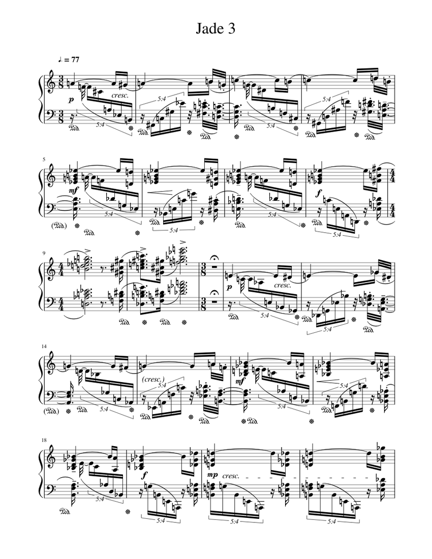 Jade 3 Sheet Music for Piano (Solo) | MuseScore.com