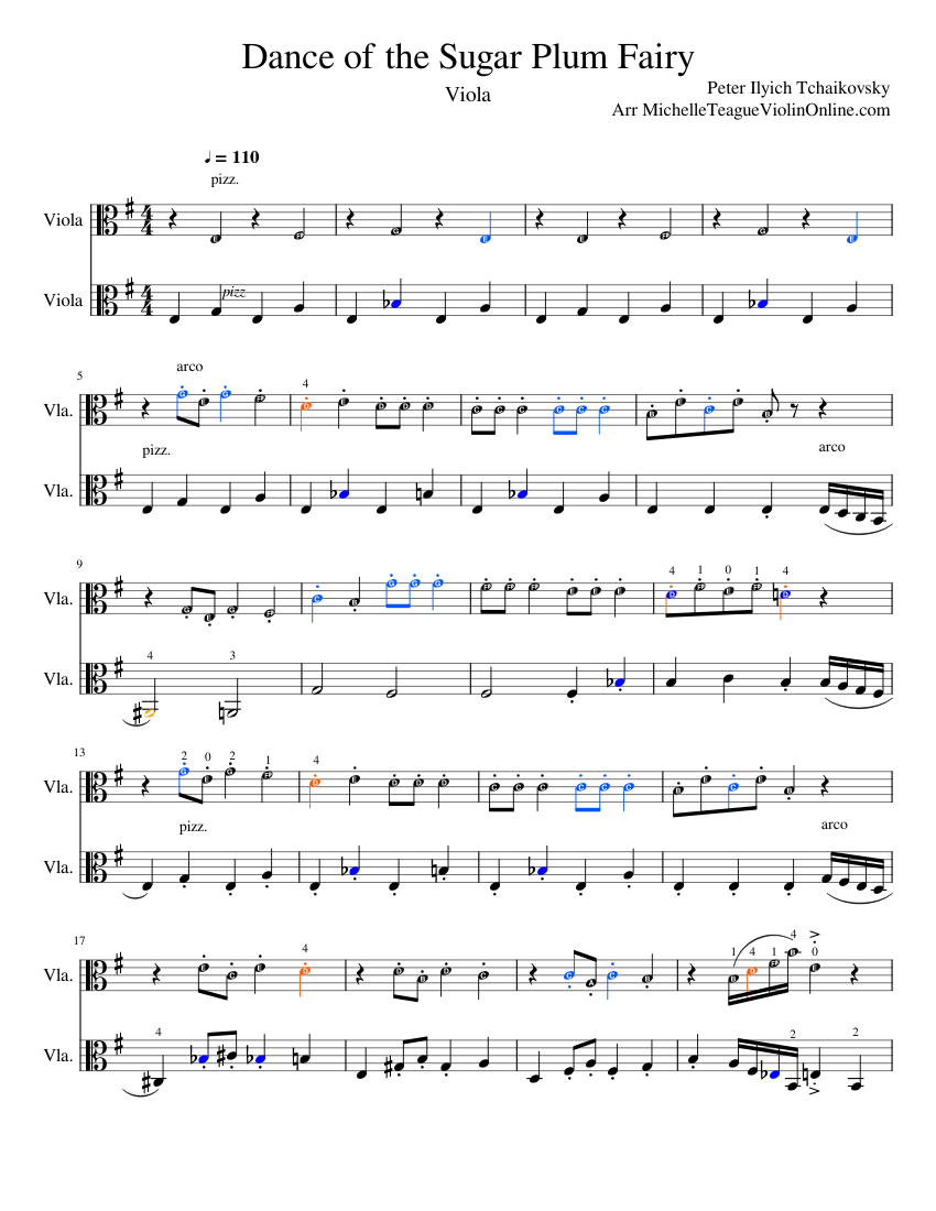 Dance_of_the_Sugar_Plum_Fairy violin duet Sheet music for Viola (String Duet) | Musescore.com