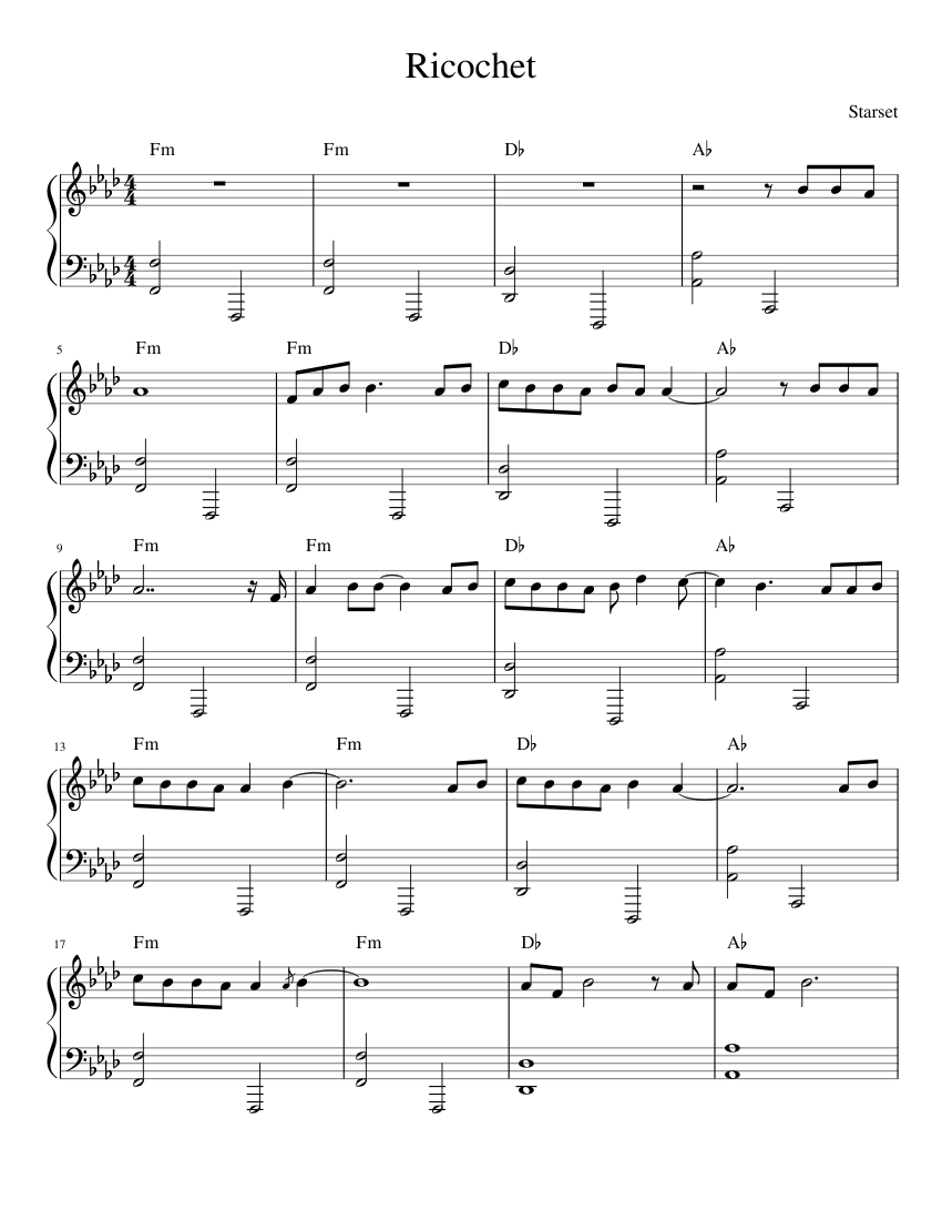 Ricochet Starset Sheet Music for Piano (Solo) | MuseScore.com