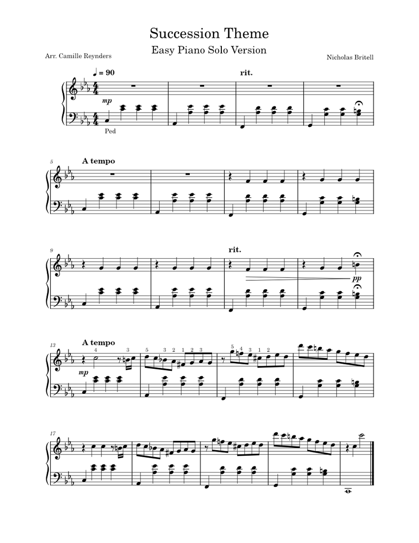 Succession Theme - Easy piano Sheet Music for Piano (Solo) | MuseScore.com
