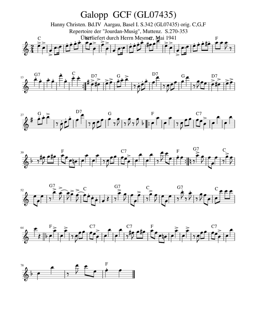 Galopp GCF (GL07435) Sheet music for Accordion (Solo) | Musescore.com