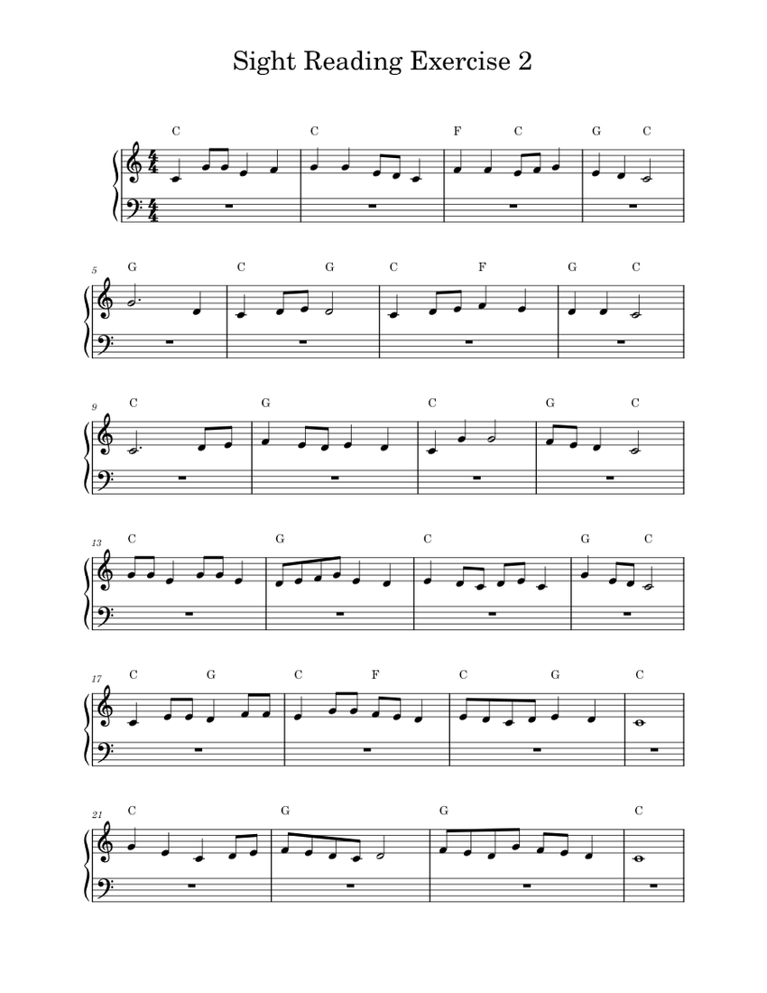 Sight Reading Exercise 2 Sheet Music for Piano (Solo) Easy | MuseScore.com