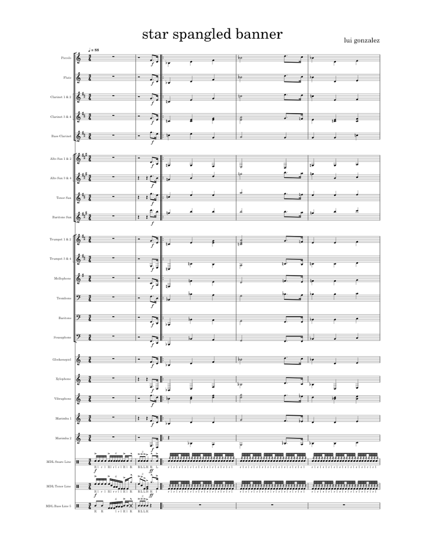 The star-spangled banner – John Stafford Smith natinol anthem Sheet music for Trombone, Flute ...