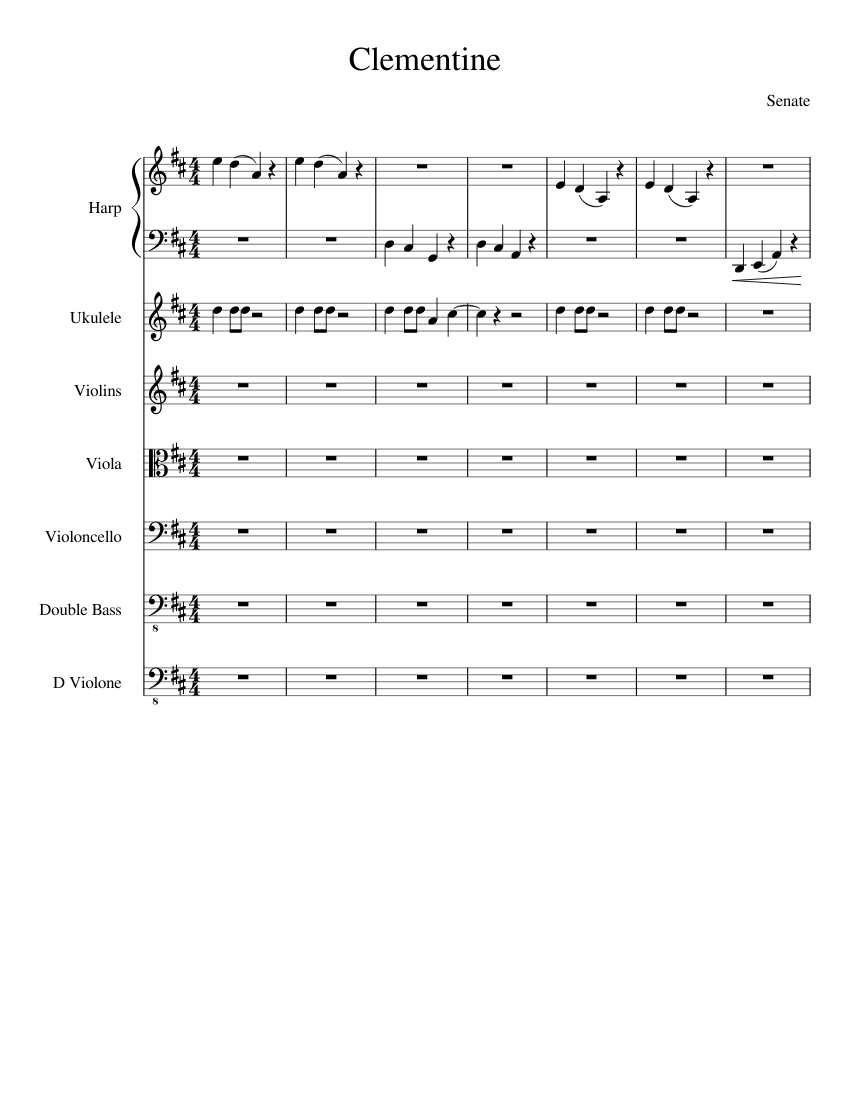 "Clementine" An Opening Original by Senate Sheet music for Contrabass ...