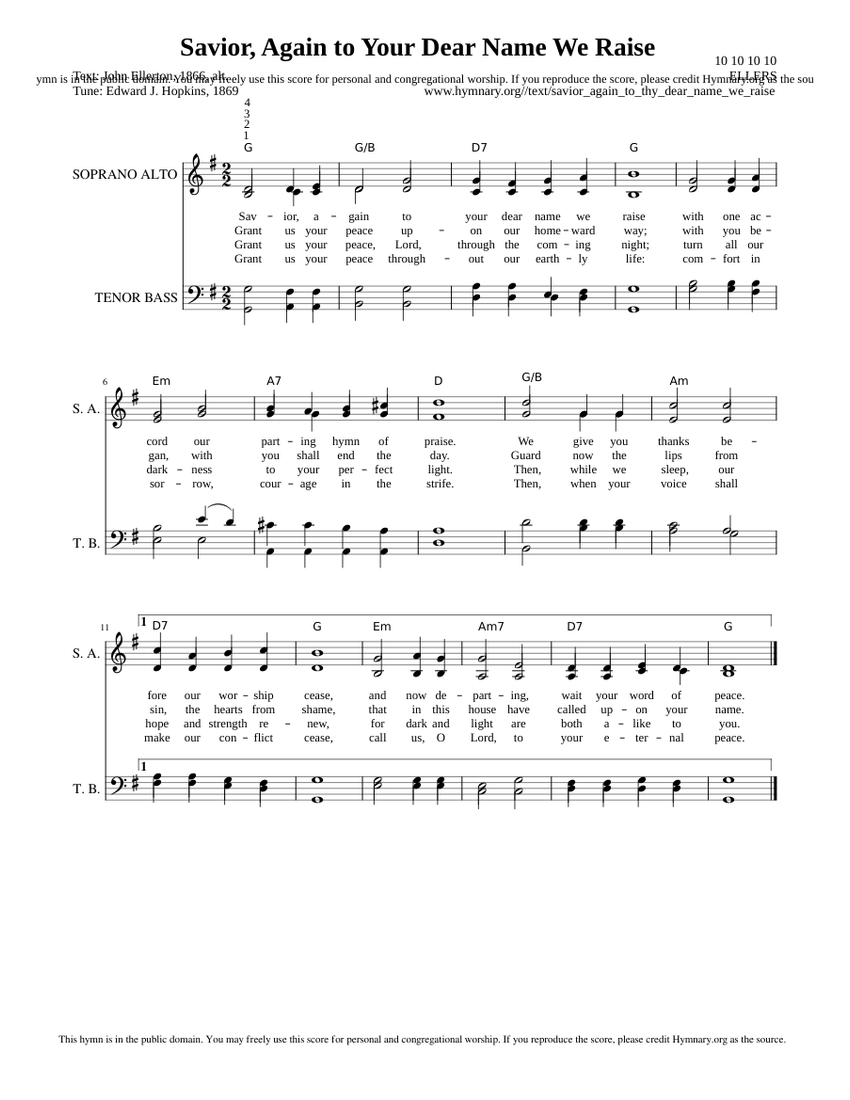 Parting Hymn - John Ellerton Sheet music for Piano, Soprano (Piano ...