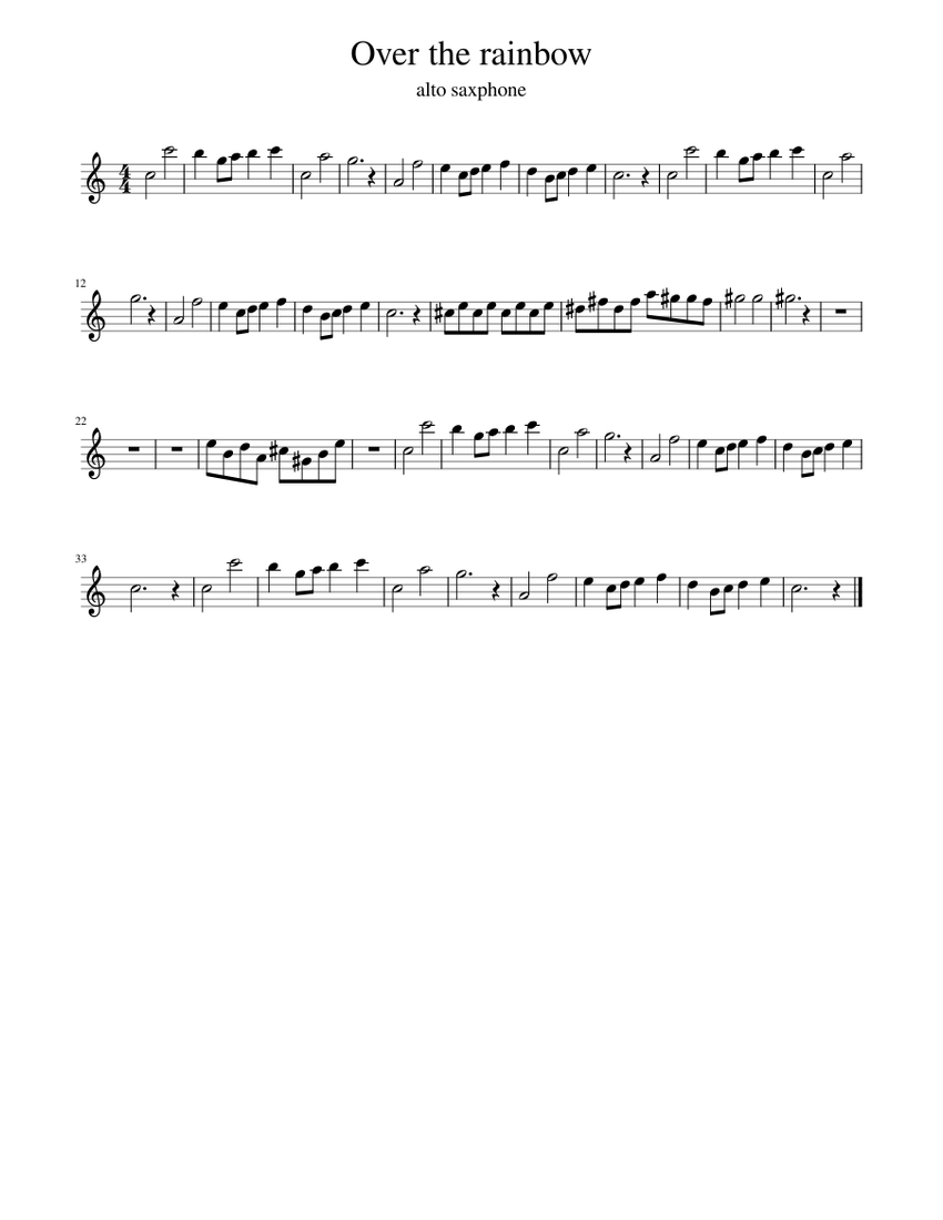 Over_the_rainbow-sax Sheet Music for Saxophone alto (Solo) | MuseScore.com