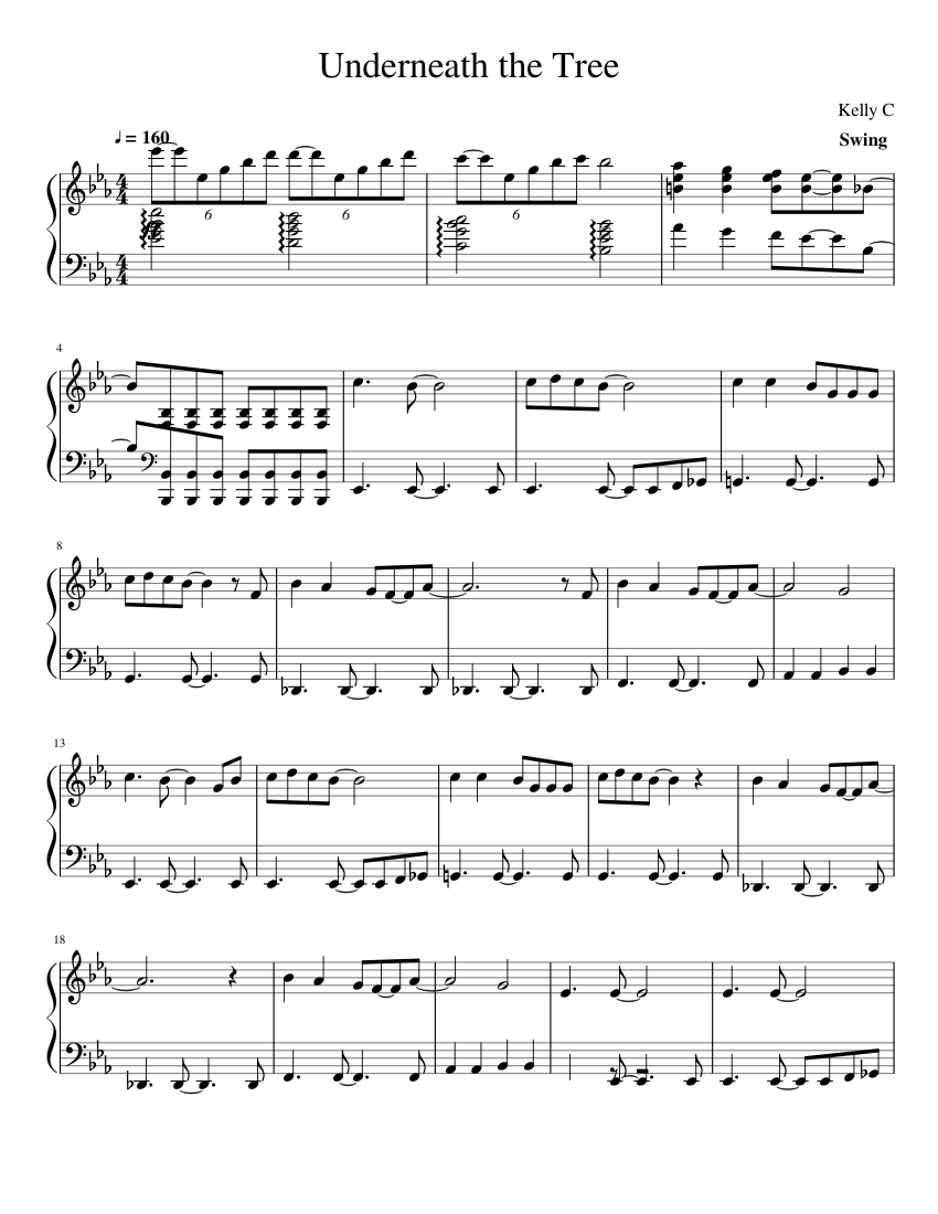 Underneath the Tree - Kelly Clarkson (Piano) Sheet Music for Piano ...