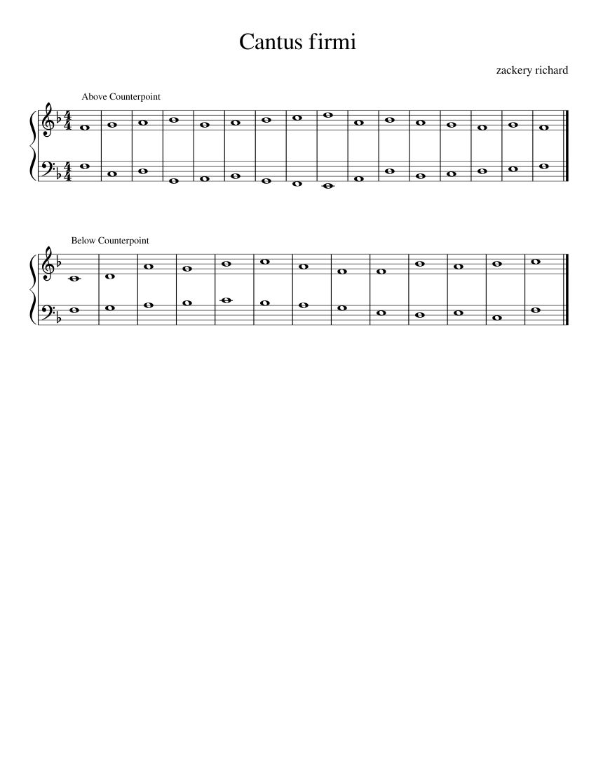 Cantus Firmi With CP Sheet music for Piano (Solo) | Musescore.com