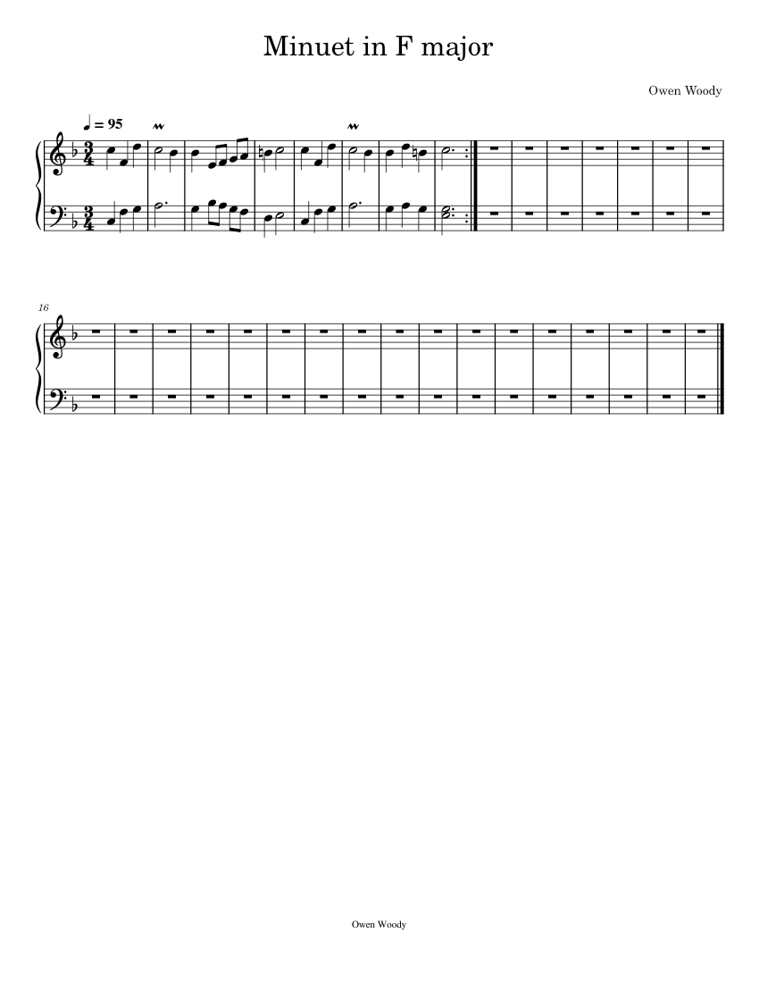 Minuet in F major - piano tutorial