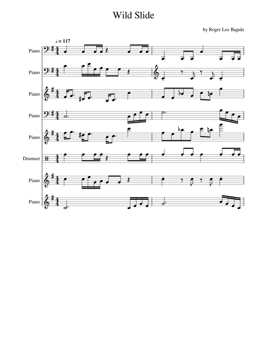 Wild Slide Sheet music for Piano, Drum group (Mixed Ensemble ...