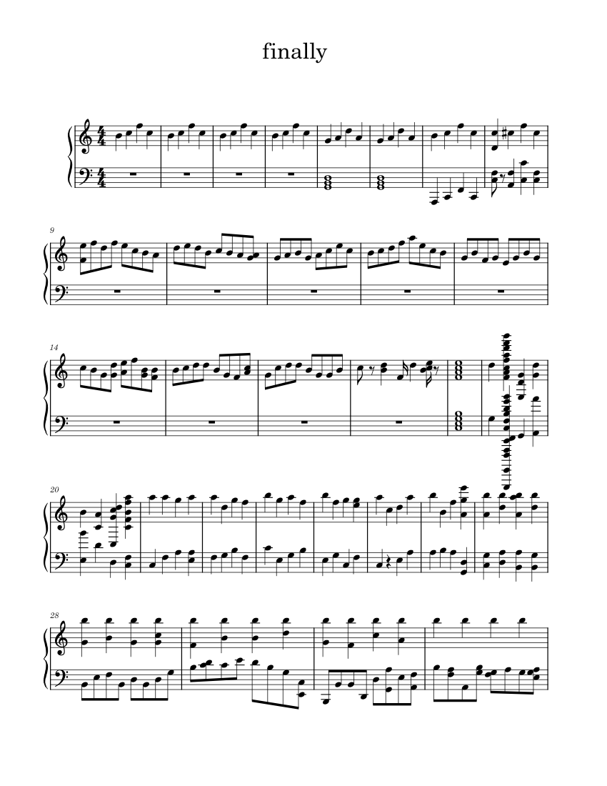 finally Sheet music for Piano (Piano Four Hand) | Musescore.com