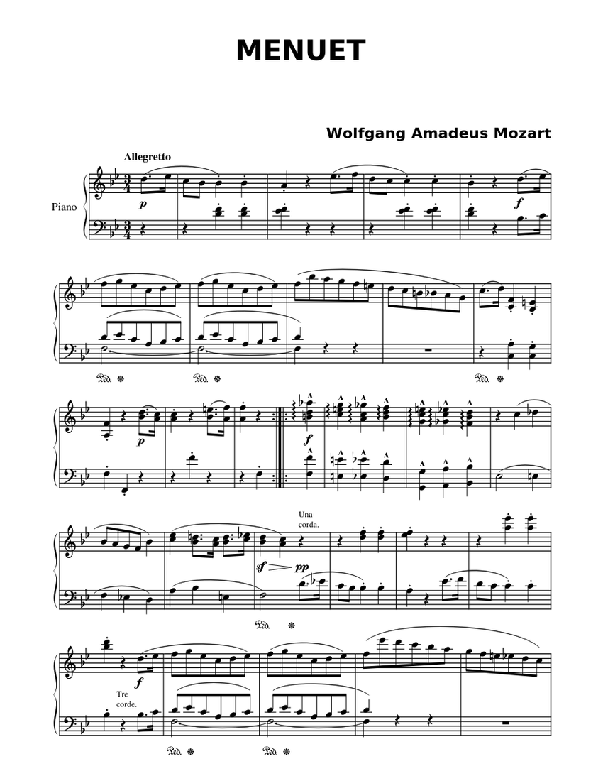 MENUET en Si bémol Majeur (Mozart) - piano tutorial