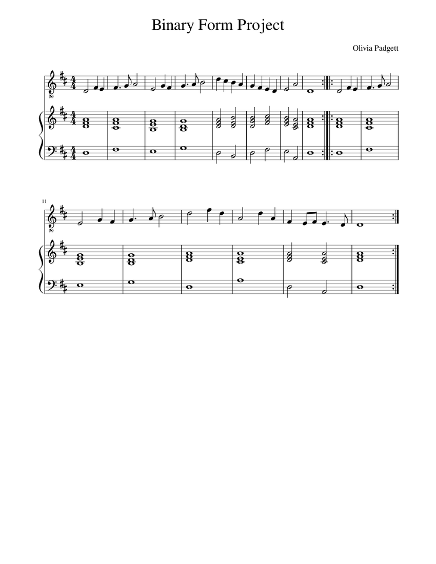 Binary_Form_Project Sheet Music for Piano, Vocals (Piano-Voice ...