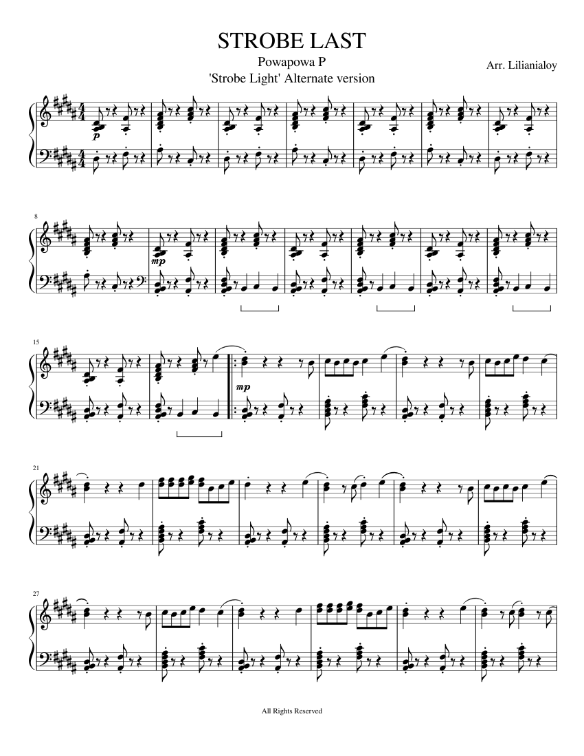 STROBE LAST - vocaloid song (easy) Sheet Music for Piano (Solo ...